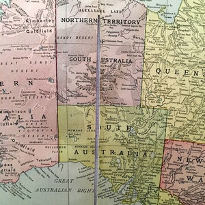 1912 Australia Map. Original, Antique, Colorful Map of Australia ...