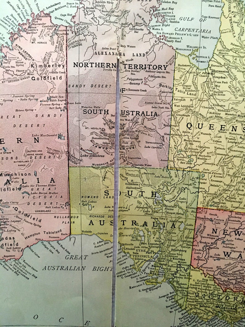 1912 Australia Map. Original Antique Colorful Map of - Etsy
