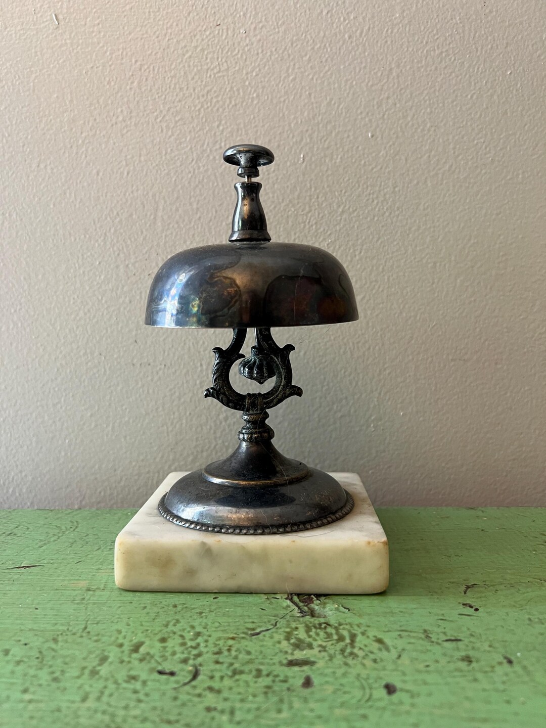 Victorian Hotel Call Bell. Art Nouveau Silverplate /marble Base ...