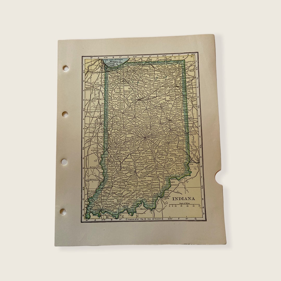 1920s Indiana Map. Antique State Map of Indiana. Old - Etsy
