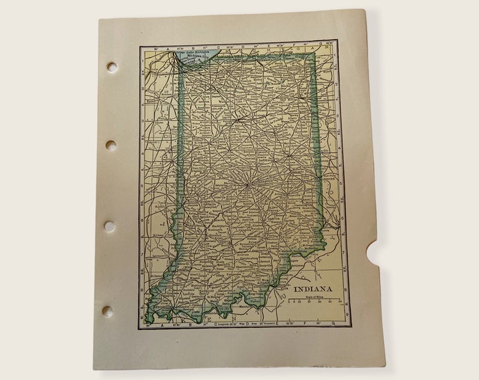 1920s Indiana Map. Antique State Map of Indiana. Old Historical Print ...