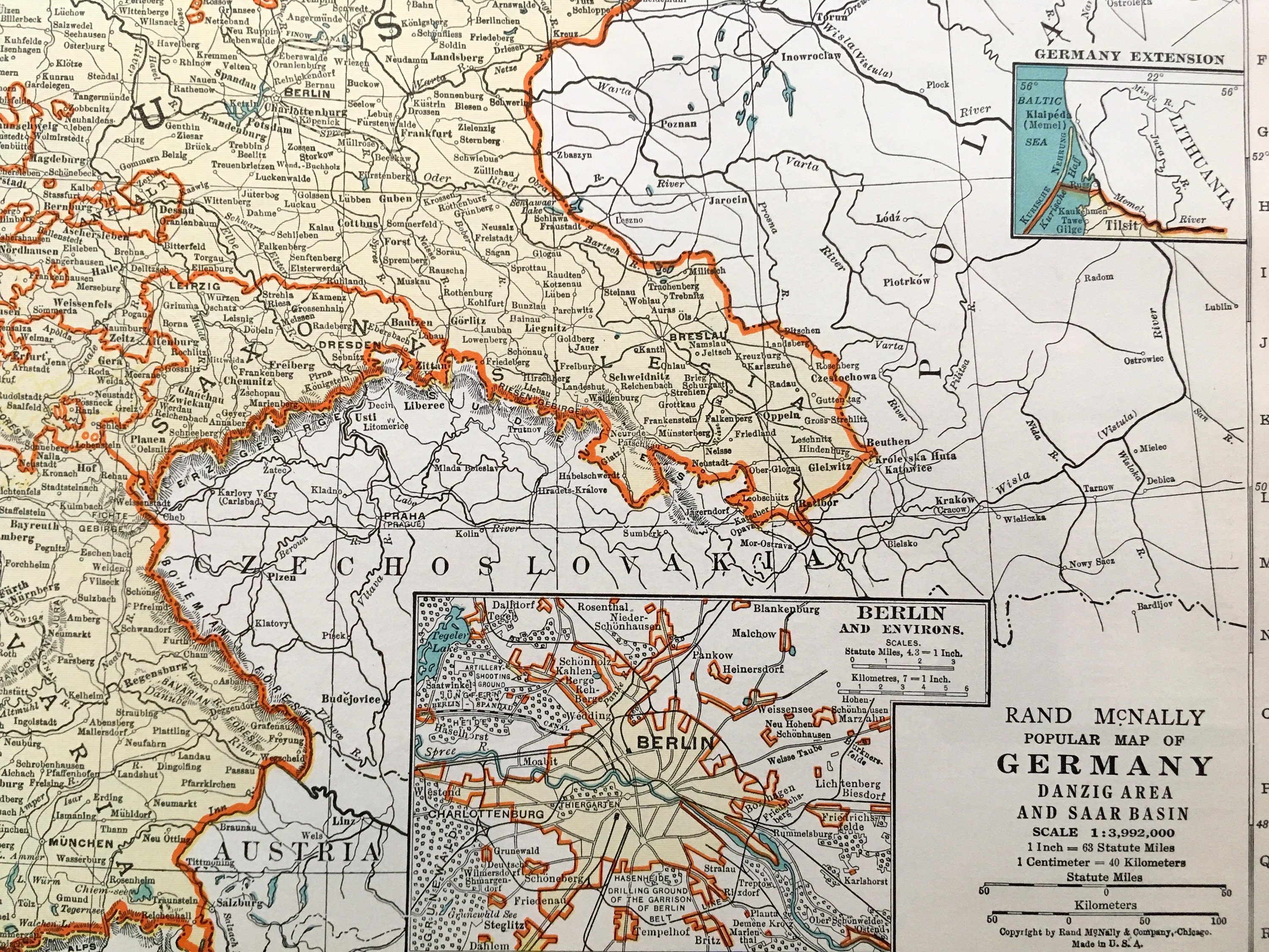 1937 Germany Antique Map. Old Map Historical Print Lithograph - Etsy UK