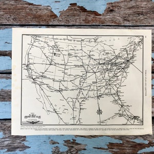 1937 Air Plane Map. American Operated Airline Routes. Historical Print ...