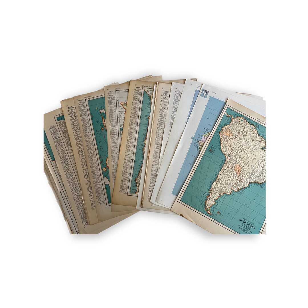 Antique Map Collection. 20 Large Old Map Set. Ephemera Crafting Mixed ...