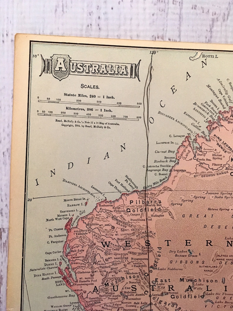 1912 Australia Map. Original Antique Colorful Map of - Etsy