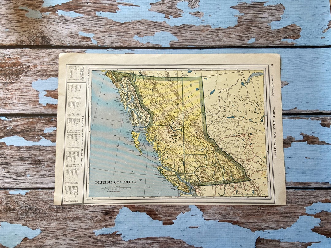 1926 British Columbia Antique Map. Old Map of Canada. Historical Print ...