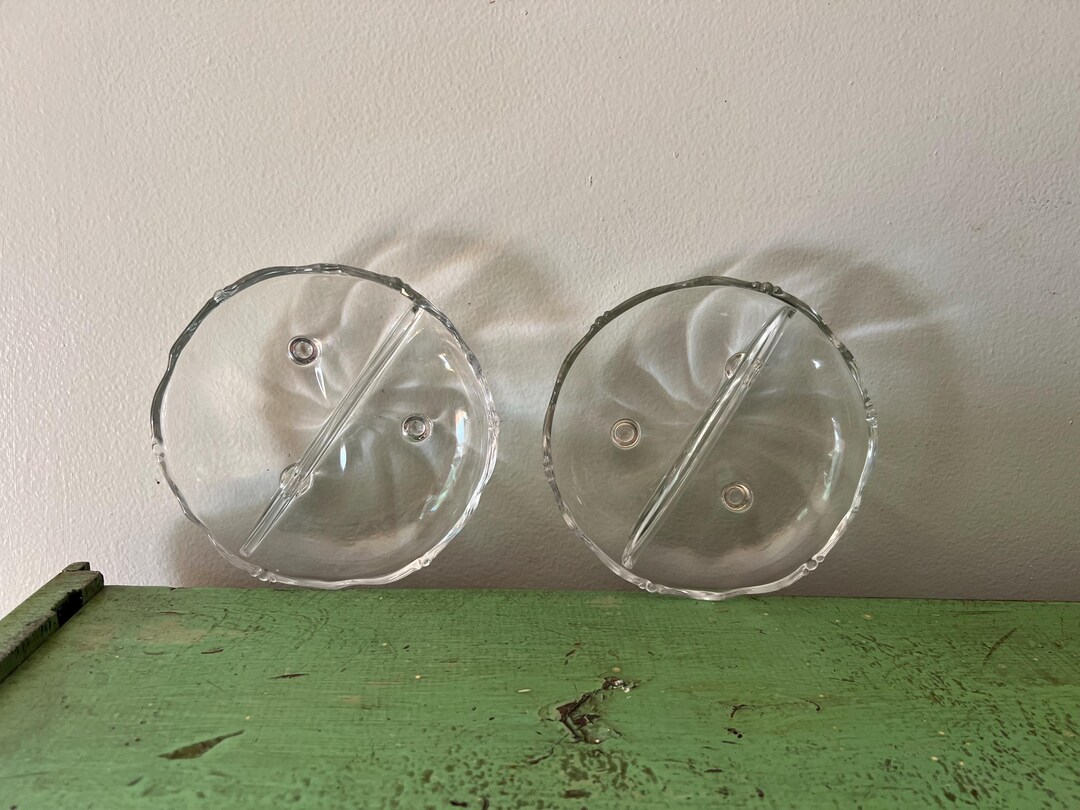 Set of 2 Vintage Divided Relish Dishes. Heisey Glass. Waverly Pattern ...