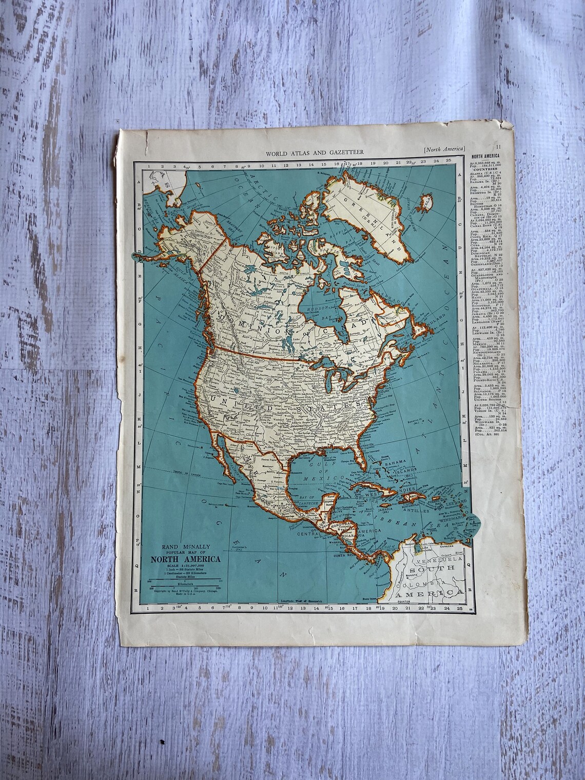 Antique Map of North America. Vintage North America Map 1937 | Etsy