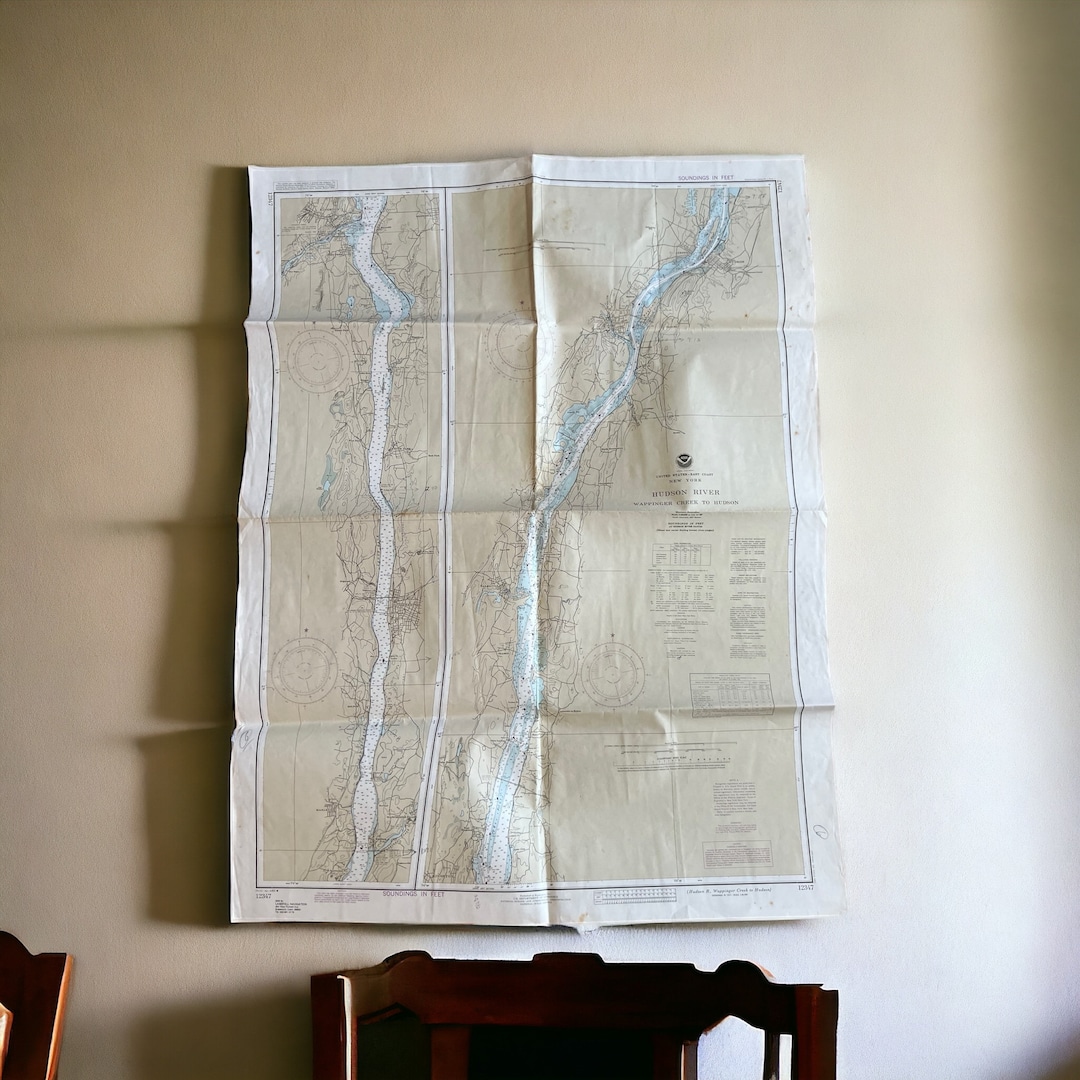 Nautical Chart 12347 Hudson River- Wappinger Creek to Hudson. NOAA 1985 ...