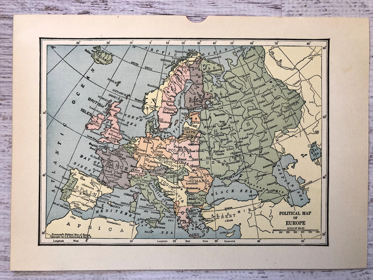 1920s Europe Antique Map. Old Historical Print. Beautiful | Etsy