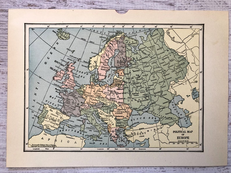 1920s Europe Antique Map. Old Historical Print. Beautiful | Etsy