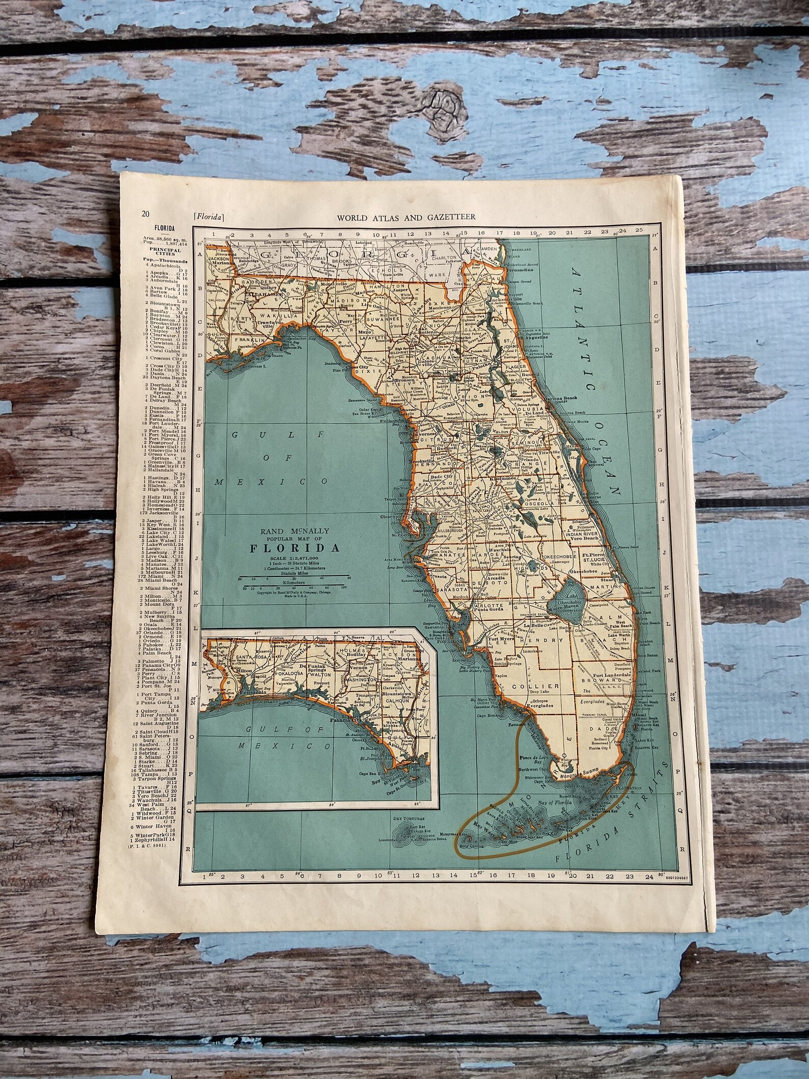 1937 Florida Antique Map. Beautiful Old Map of Florida to - Etsy