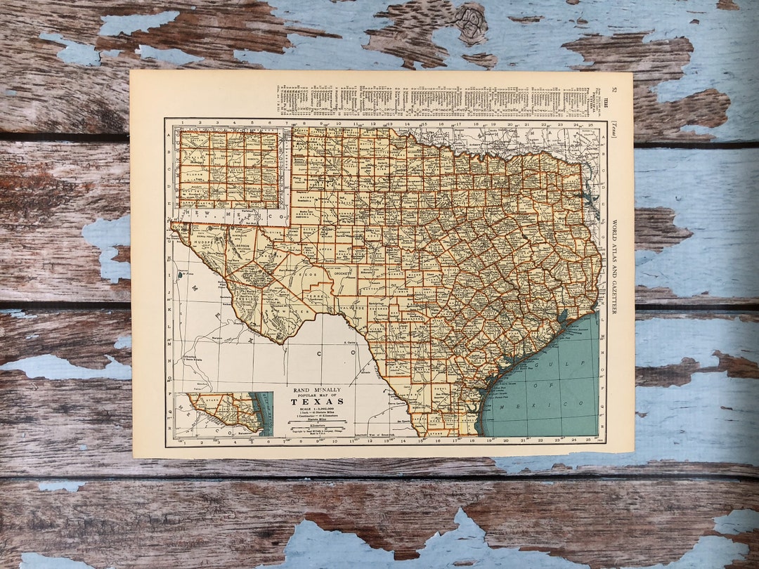 1937 Texas Map. Vintage Map of Texas. Antique Historical Print ...