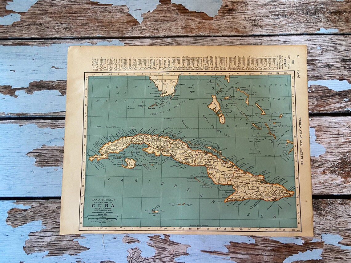 1937 Cuba Antique Map. Historical Print Lithograph for - Etsy