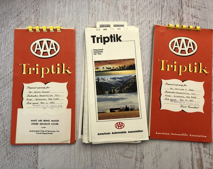 3 Vintage Triptik Books. 1960s & 1980s. Vintage Road Map Books ...