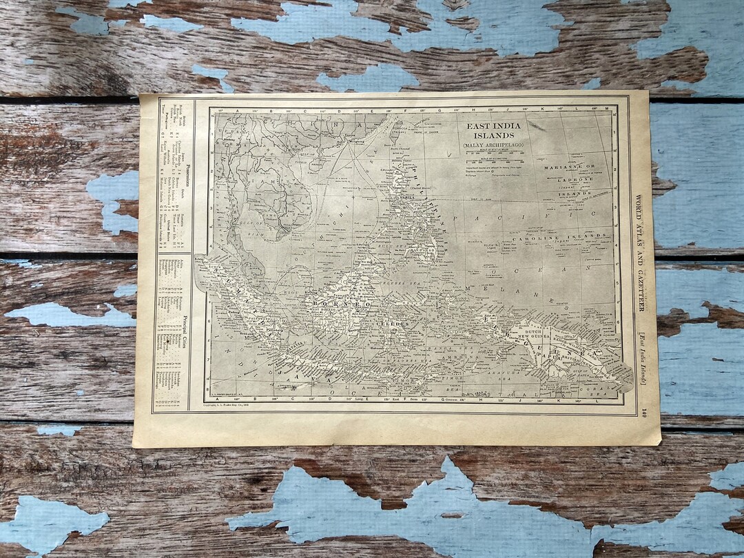 1926 Malay Archipelago Antique Map. Map of East India Islands ...