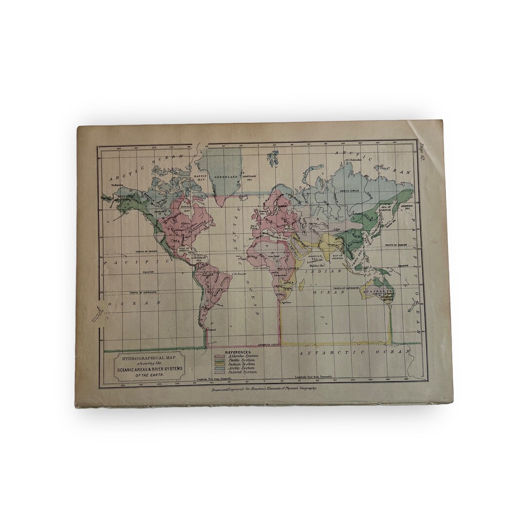 1881 World Map Showing the Oceanic Areas and River Systems of - Etsy Canada
