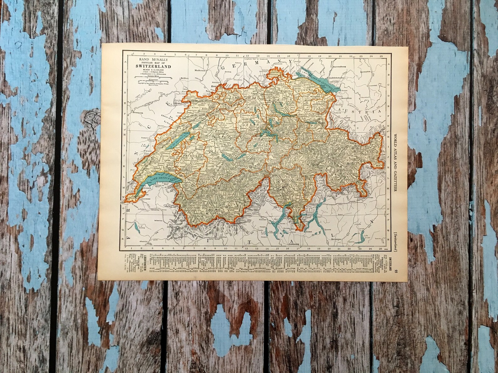 1937 Switzerland Antique Map. Old Map of Switzerland. | Etsy