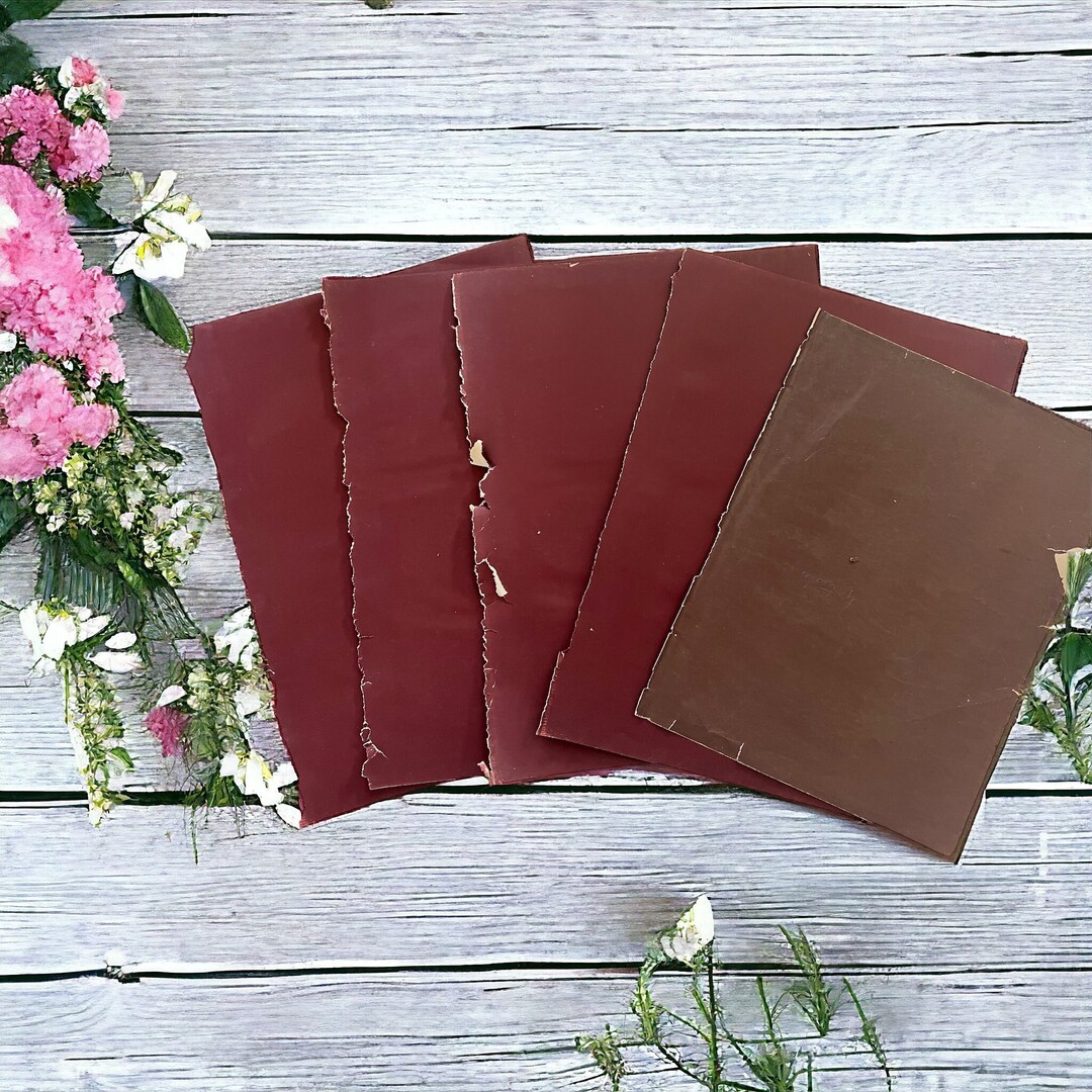 5 Dark Red End Pages. Early 1900s Large Sheets. Book Pages, Ephemera ...