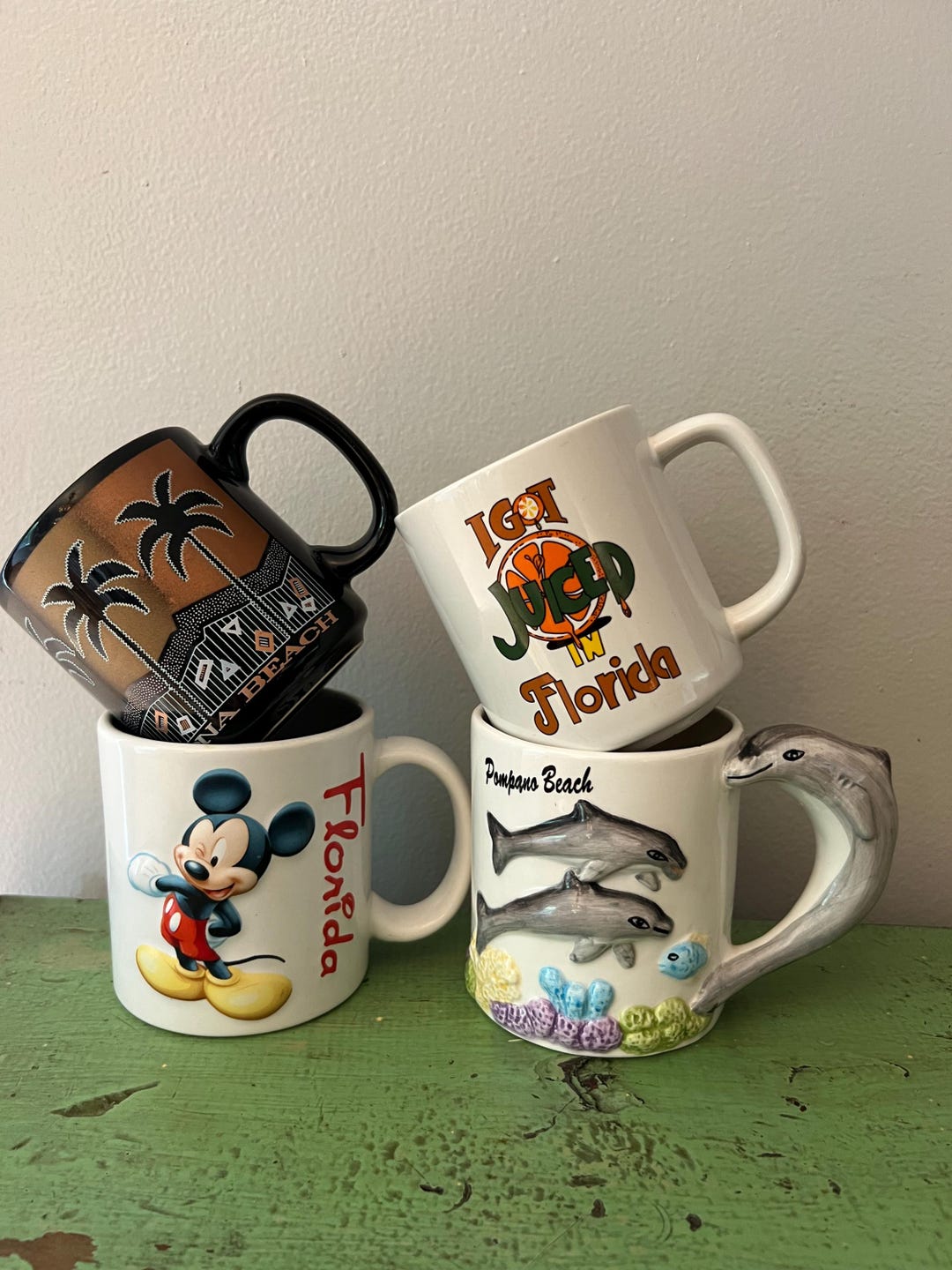 Vintage Florida Souvenir Coffee Mugs, Mickey, Dolphin, Daytona, Oranges ...