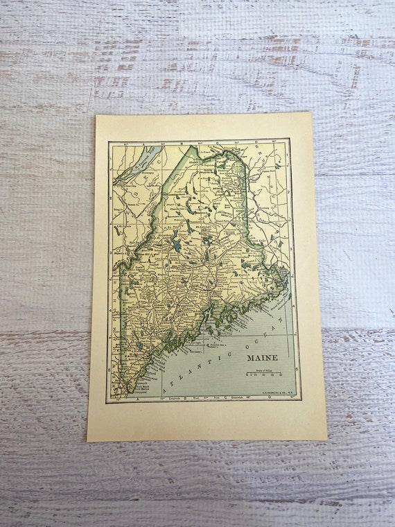 1920s Maine Antique Map. Old Historical Print Lithograph. | Etsy