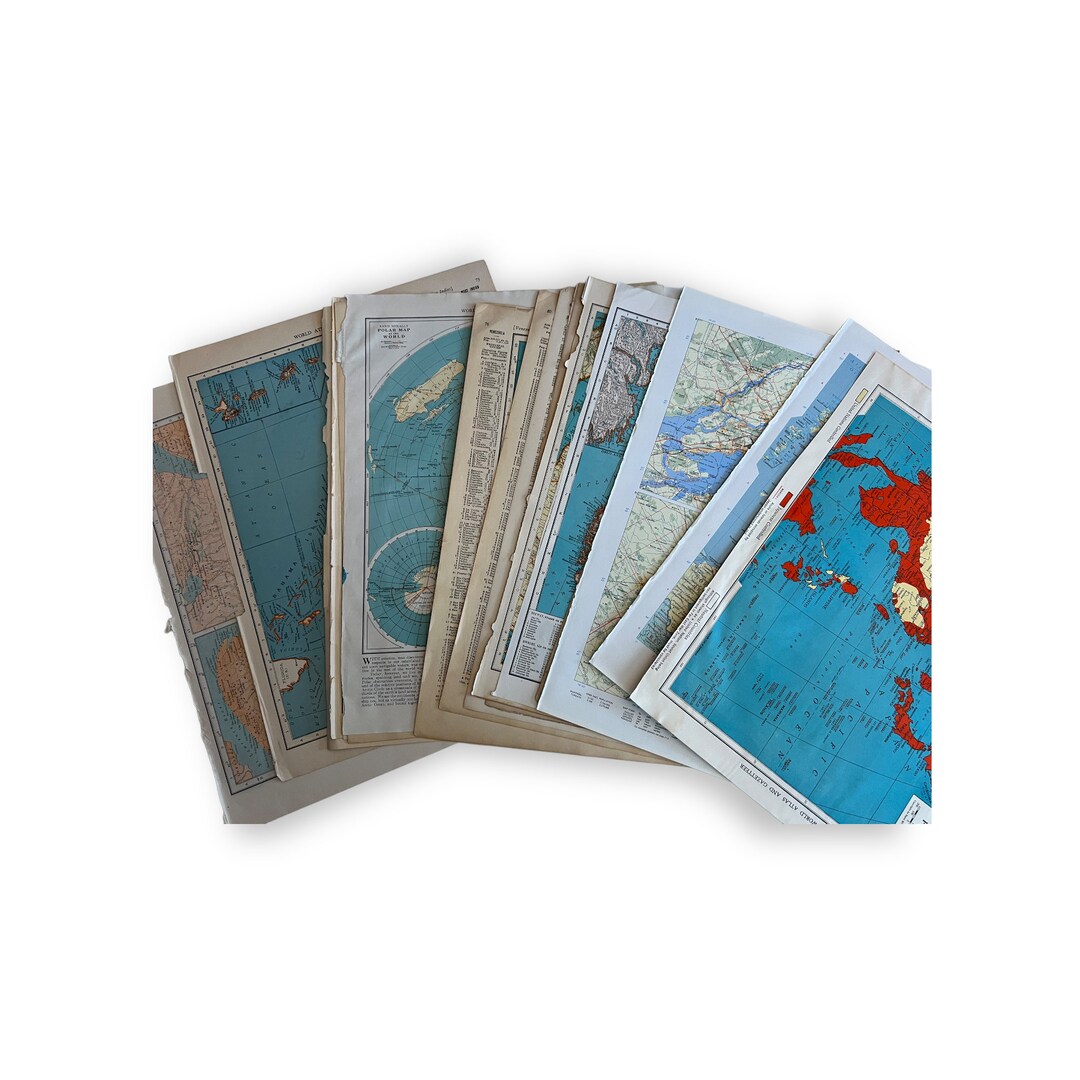 Antique Map Collection. 20 Large Old Map Set. Ephemera Crafting Mixed ...