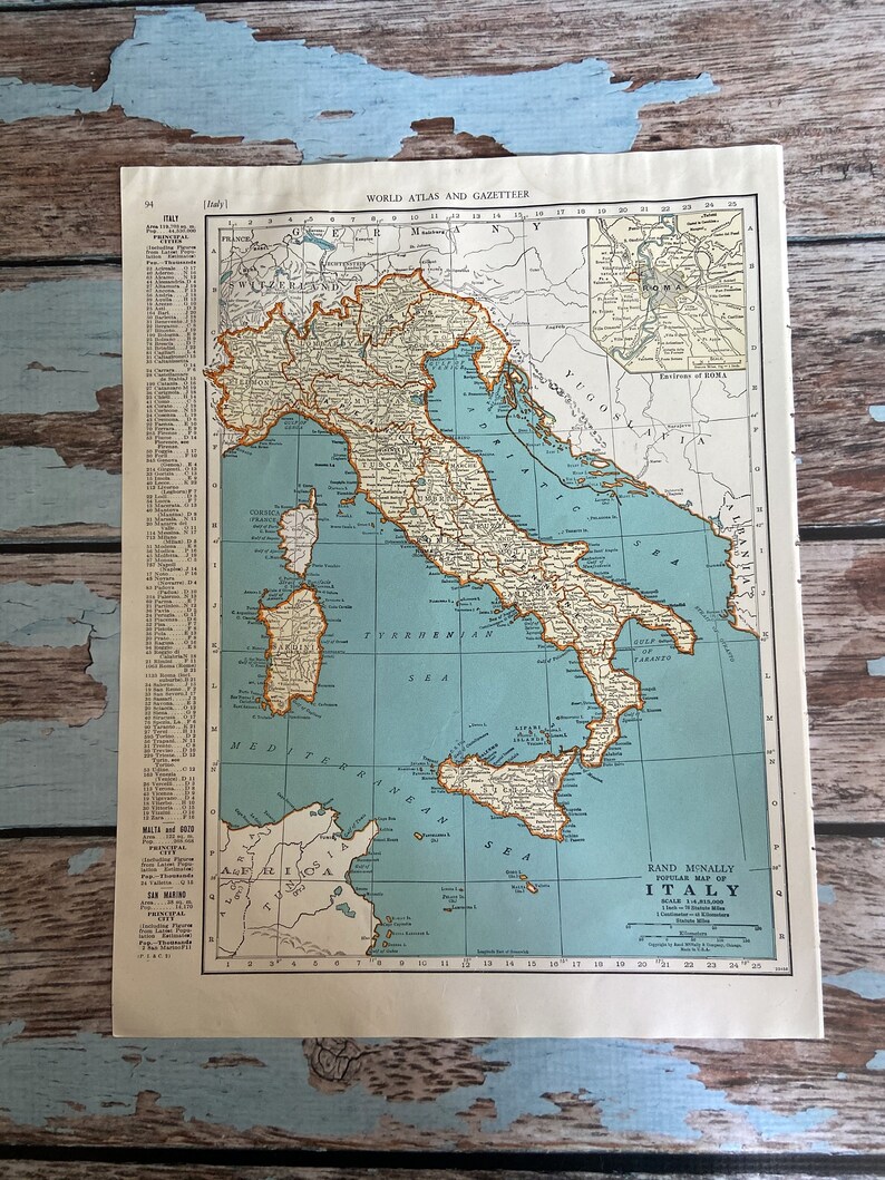 Antique Map of Italy. 1937. Beautiful Historical Print of | Etsy