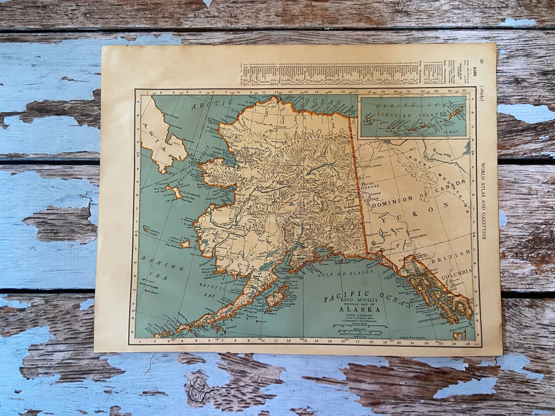 1937 Alaska Antique Map. Old State Map of Alaska. Historical - Etsy
