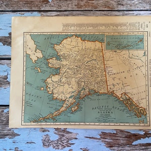 1937 Alaska Antique Map. Old State Map of Alaska. Historical Print ...