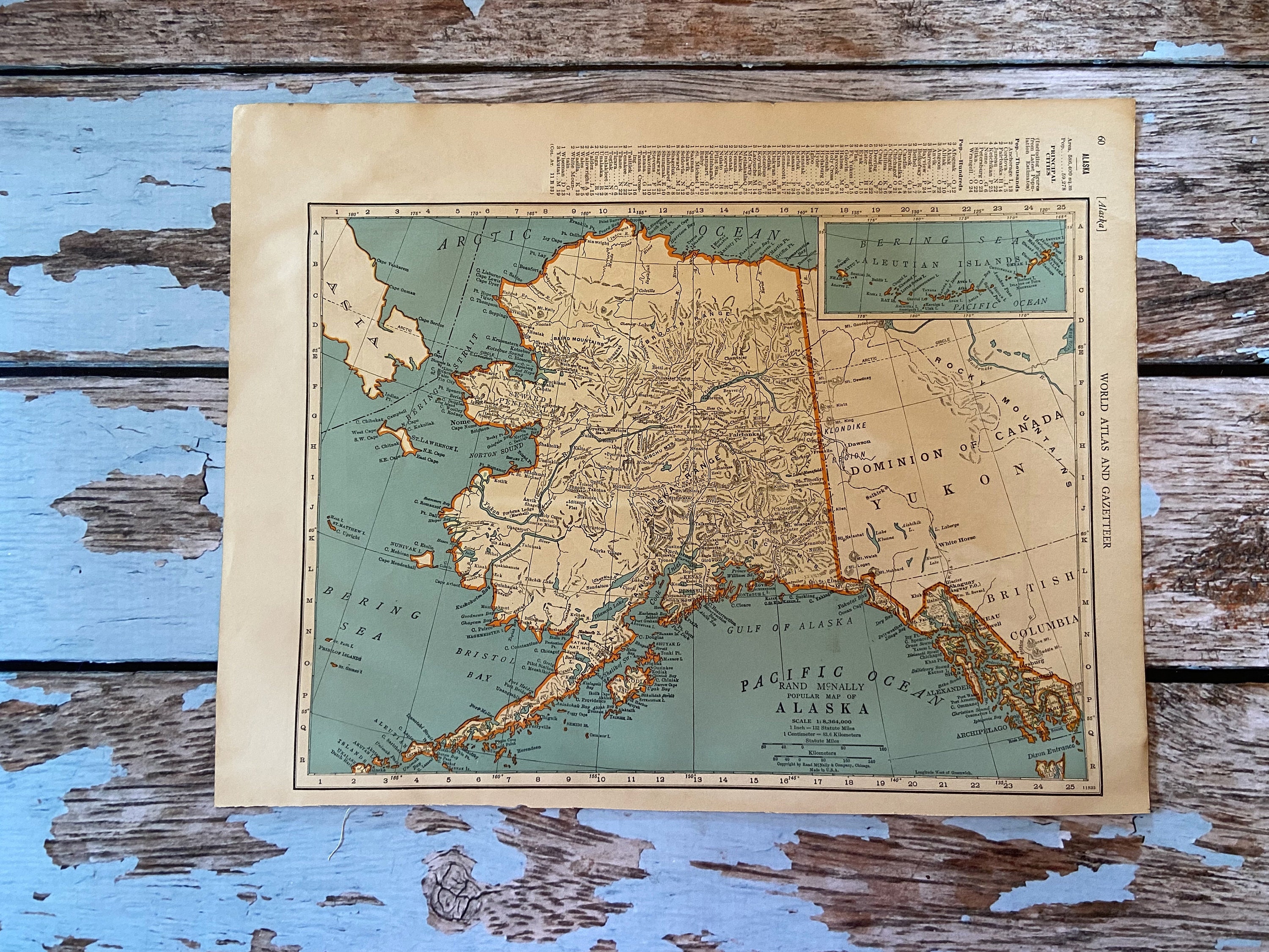 1937 Alaska Antique Map. Old State Map of Alaska. Historical | Etsy
