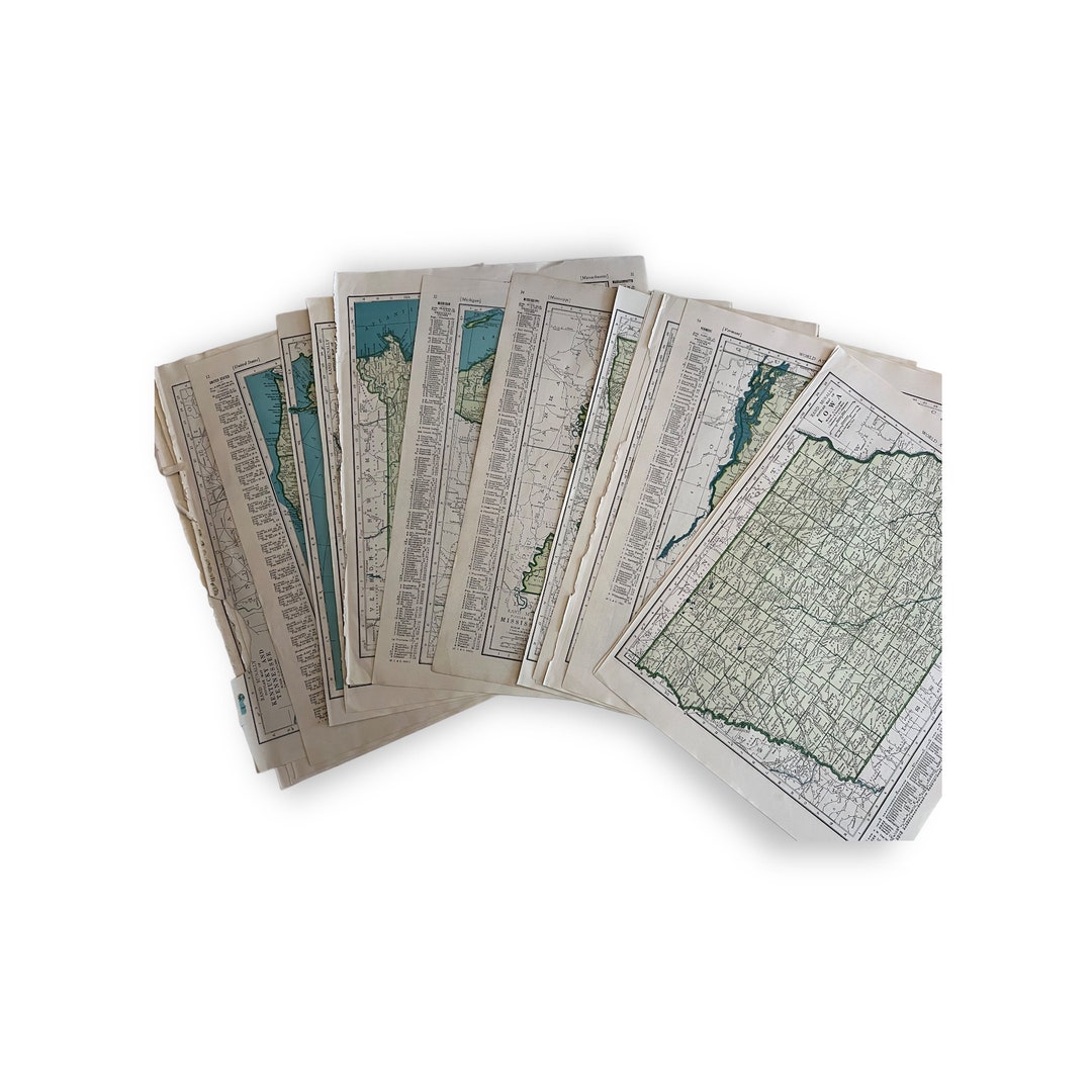 Antique Map Collection. 20 Large Old Map Set. Ephemera Crafting Mixed ...