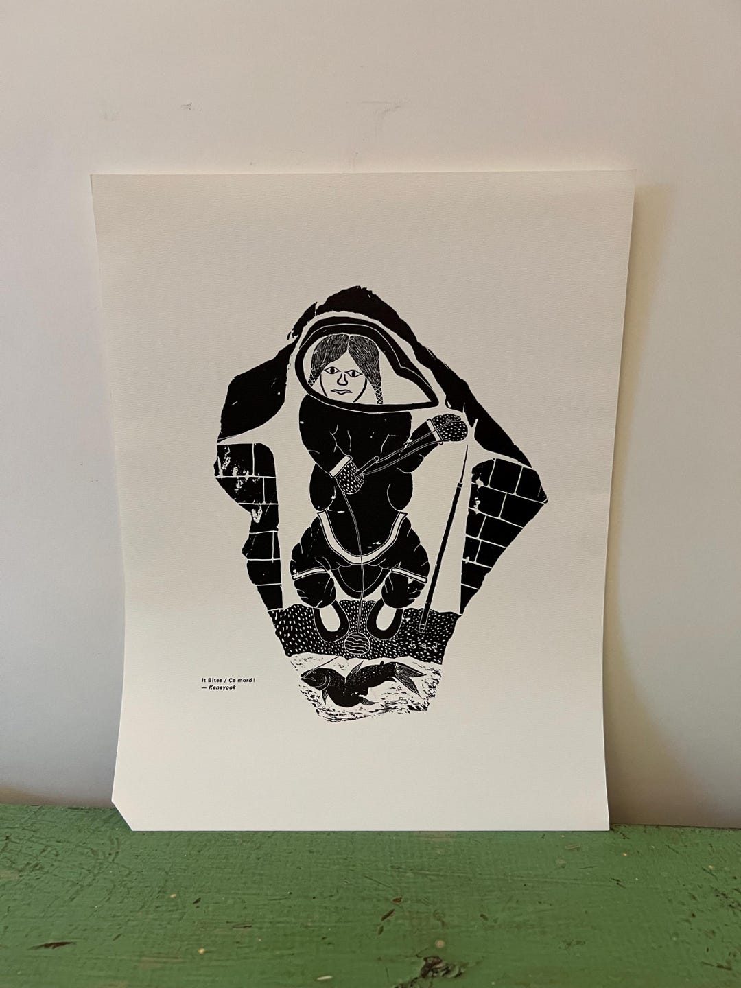 1970s Inuit Art Print. It Bites Kanayook. Eskimo Fédération ...