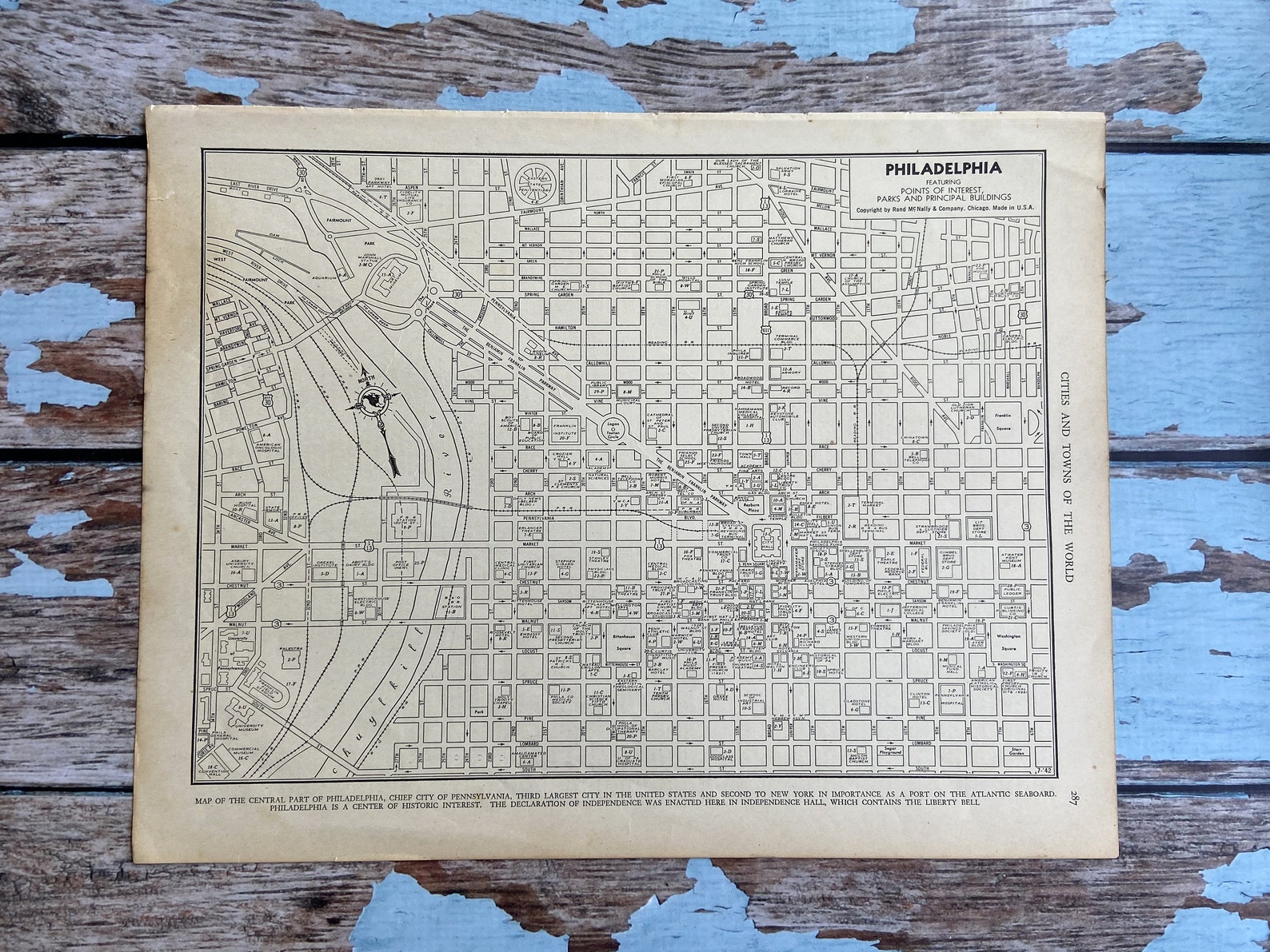 Antique Map of Philadelphia. City Map. 1937 Historical Print | Etsy