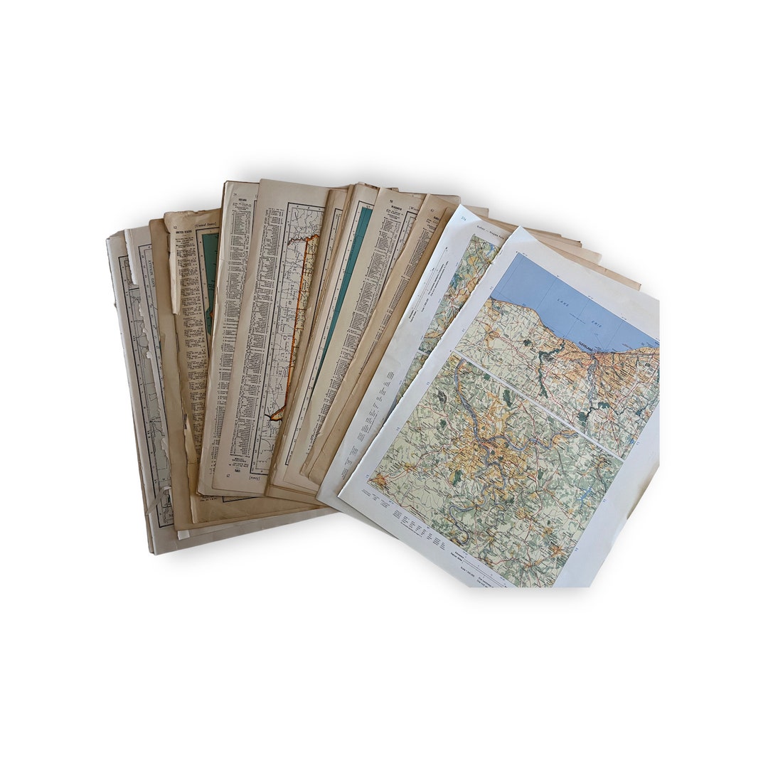 Antique Map Collection. 20 Large Old Map Set. Ephemera Crafting Mixed ...