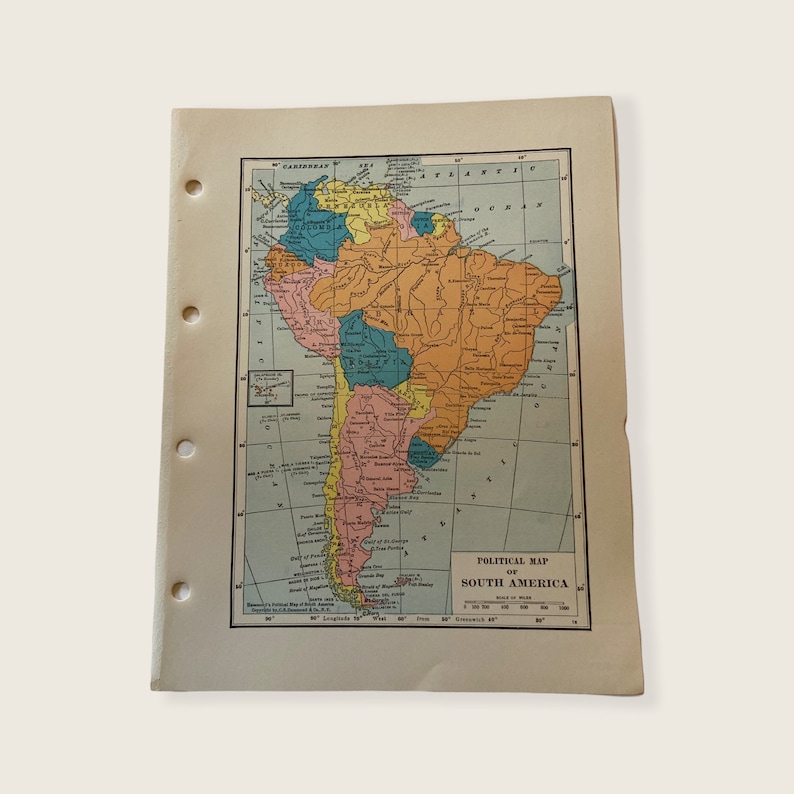 1920s South America Political Map. Antique Map of South - Etsy