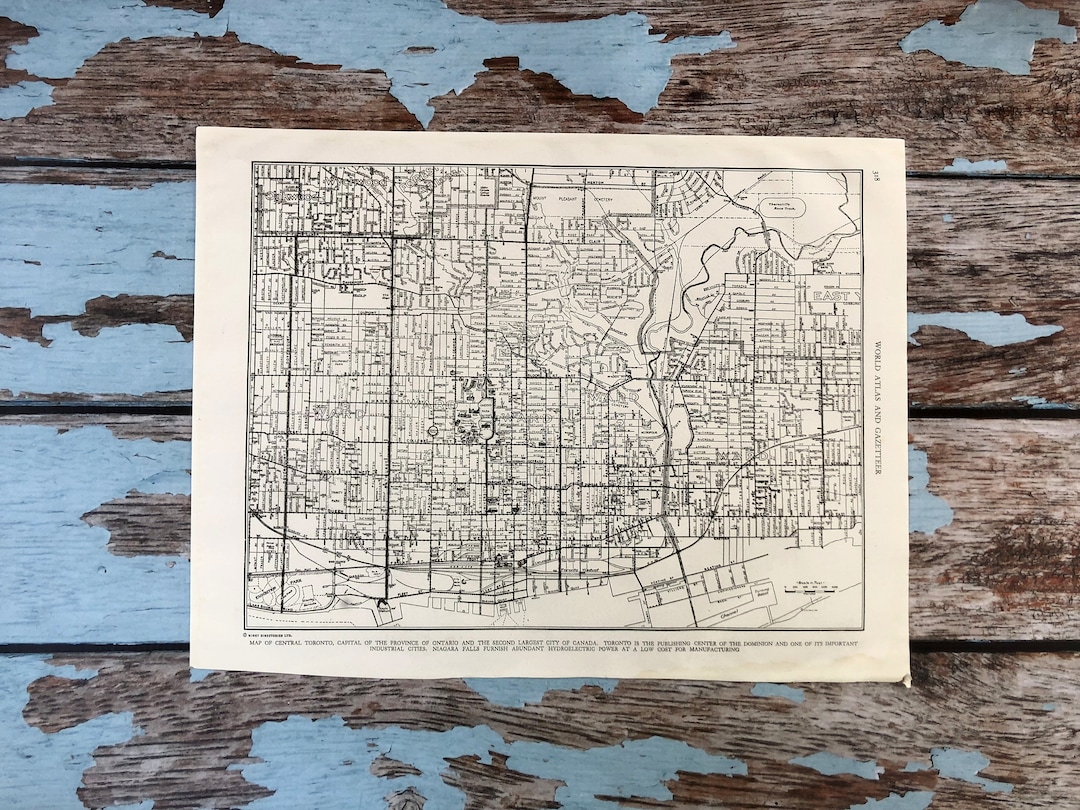 Antique Map of Toronto. Toronto Canada City Map. 1937 Historical Print ...