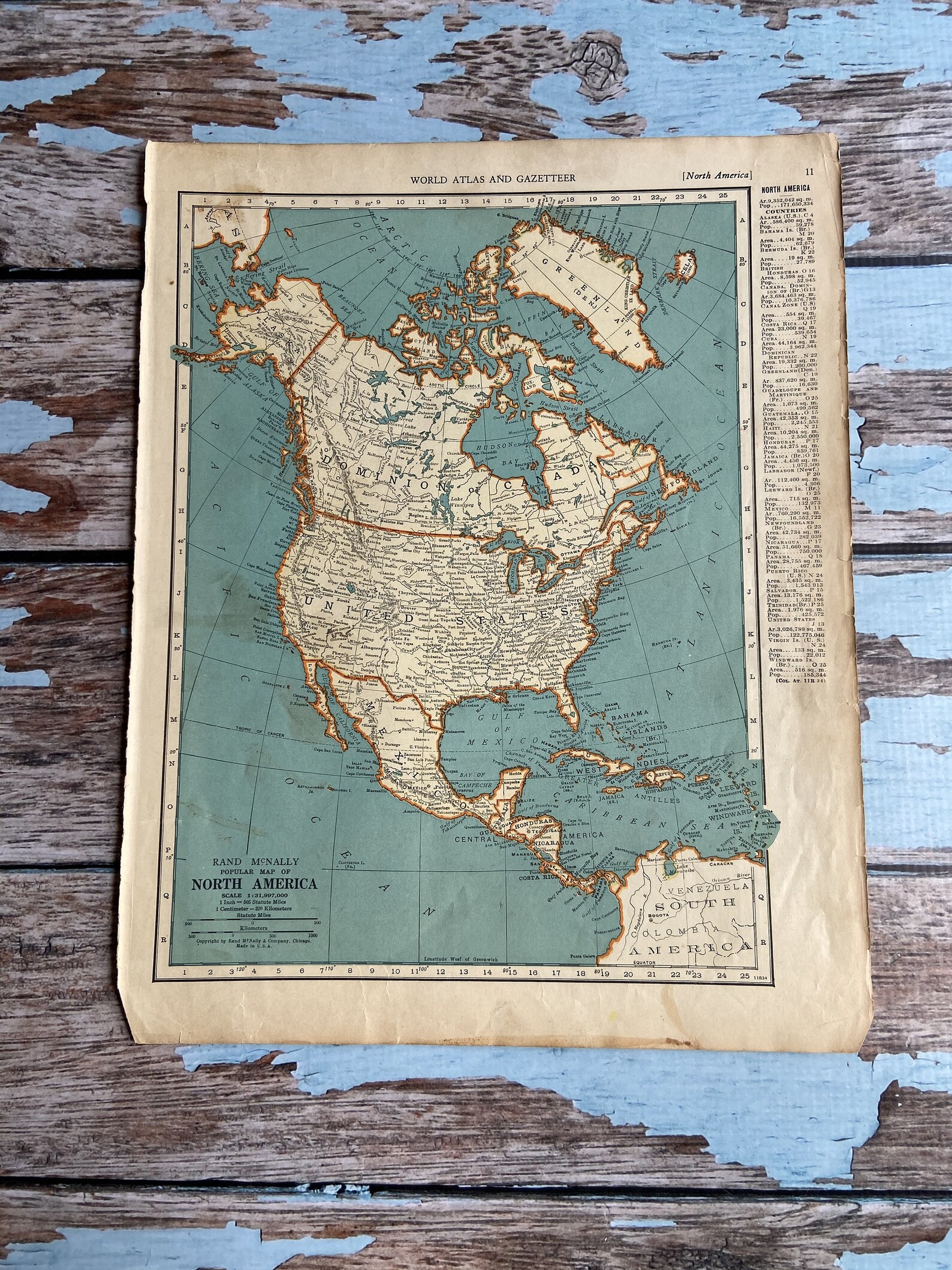 Antique Map of North America. Vintage North America Map 1937 | Etsy