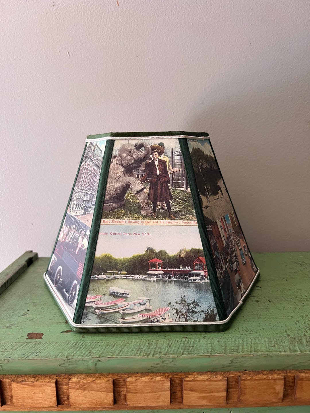 Vintage New York City Paper Lampshade. Hexagon 9"basex7"tall Scenes of ...