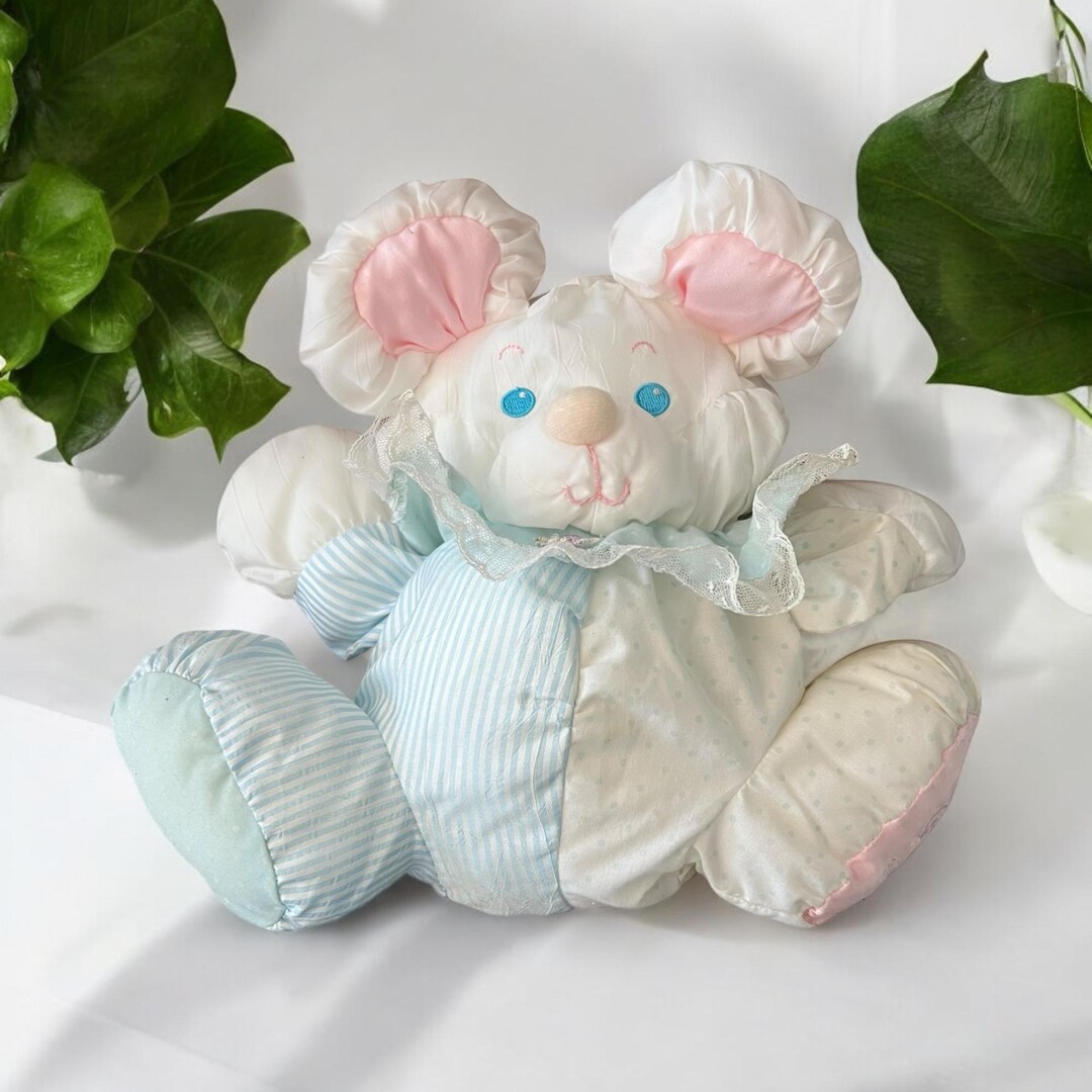 Vintage 1980s Fisher Price Puffalump Mouse W/rattle Pink,blue and White ...