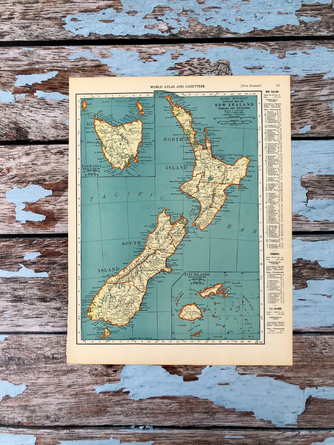 1937 New Zealand Map. Vintage Map of New Zealand. Historical Print ...