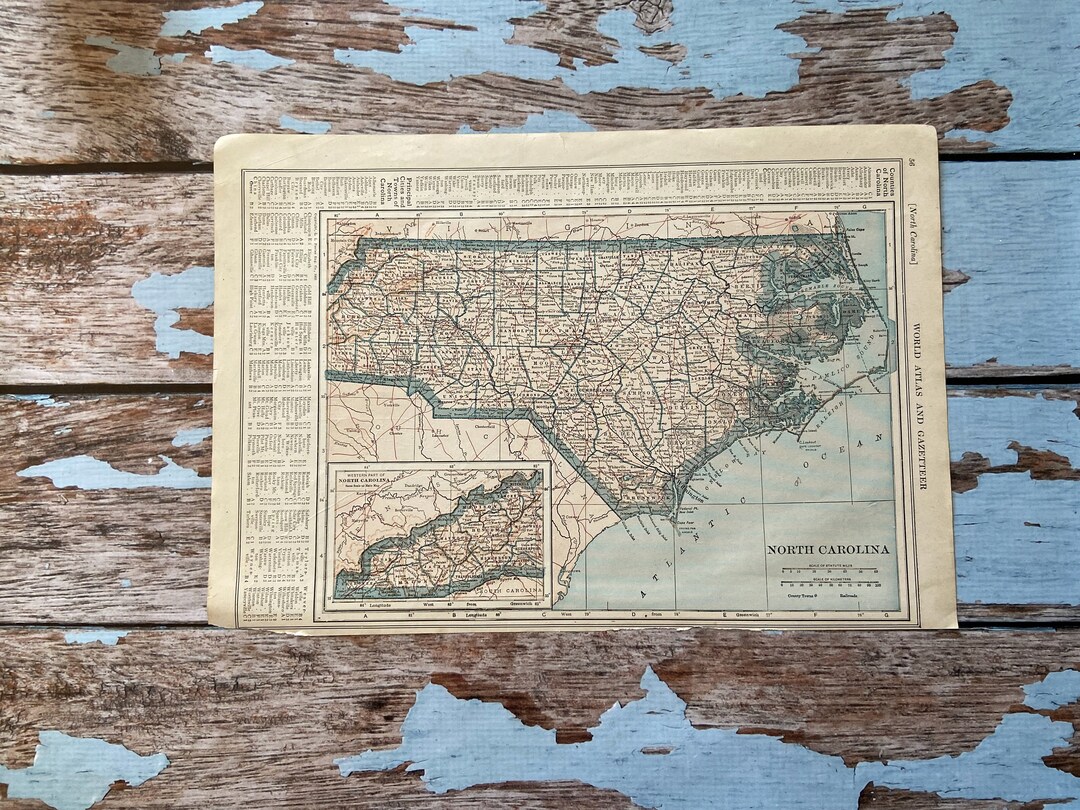 1926 North Carolina Antique Map. Old State Map. Historical Print ...