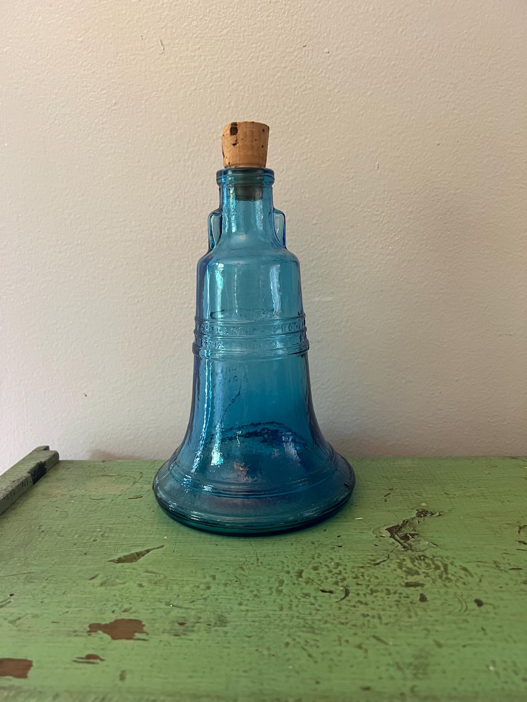 Wheaton Blue Liberty Bell Glass Bottle. 7.5" Tall. Includes Cork. 1970s ...