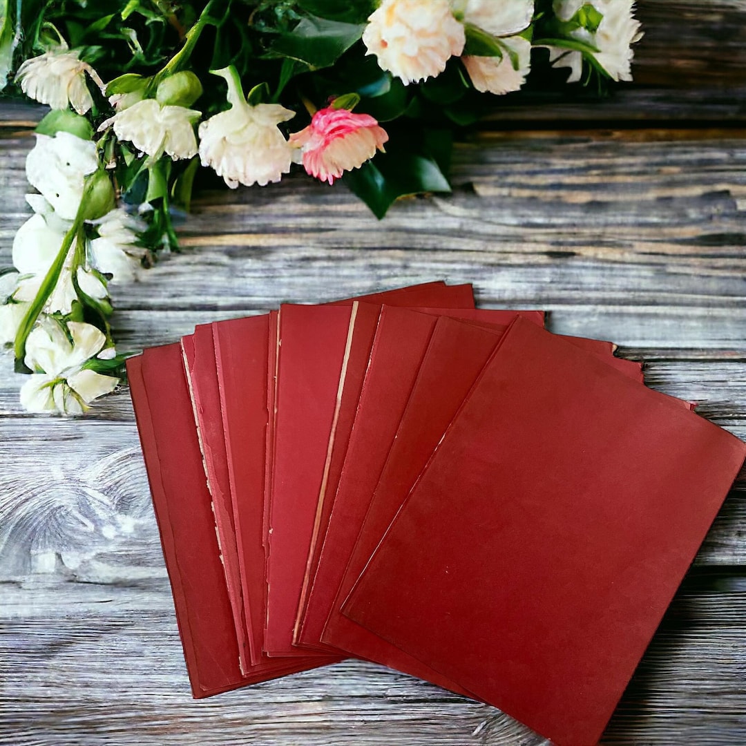 20 Antique Papers. Extra LARGE Blank Book Pages. RED Guard Pages From ...