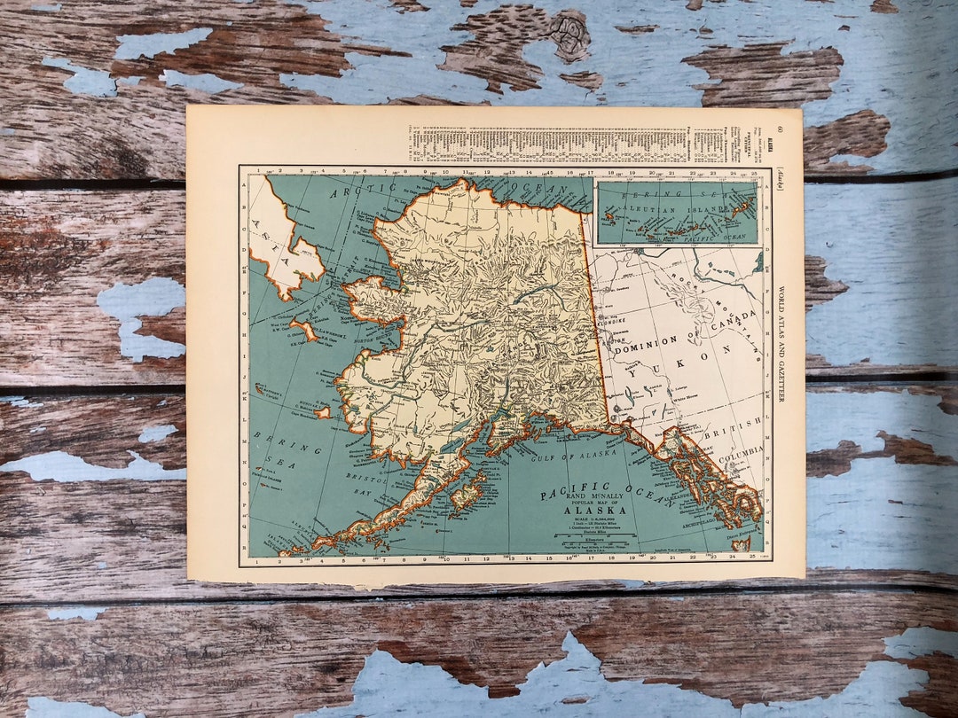 1937 Alaska Antique Map. Old State Map of Alaska. Historical Print ...