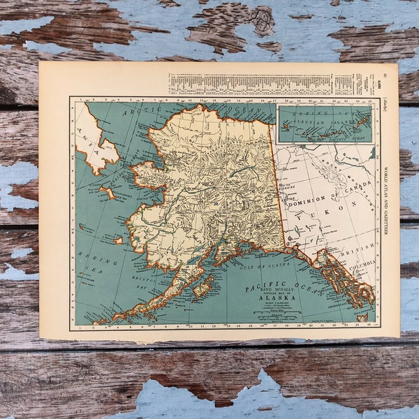 Vintage Alaska Map - Etsy