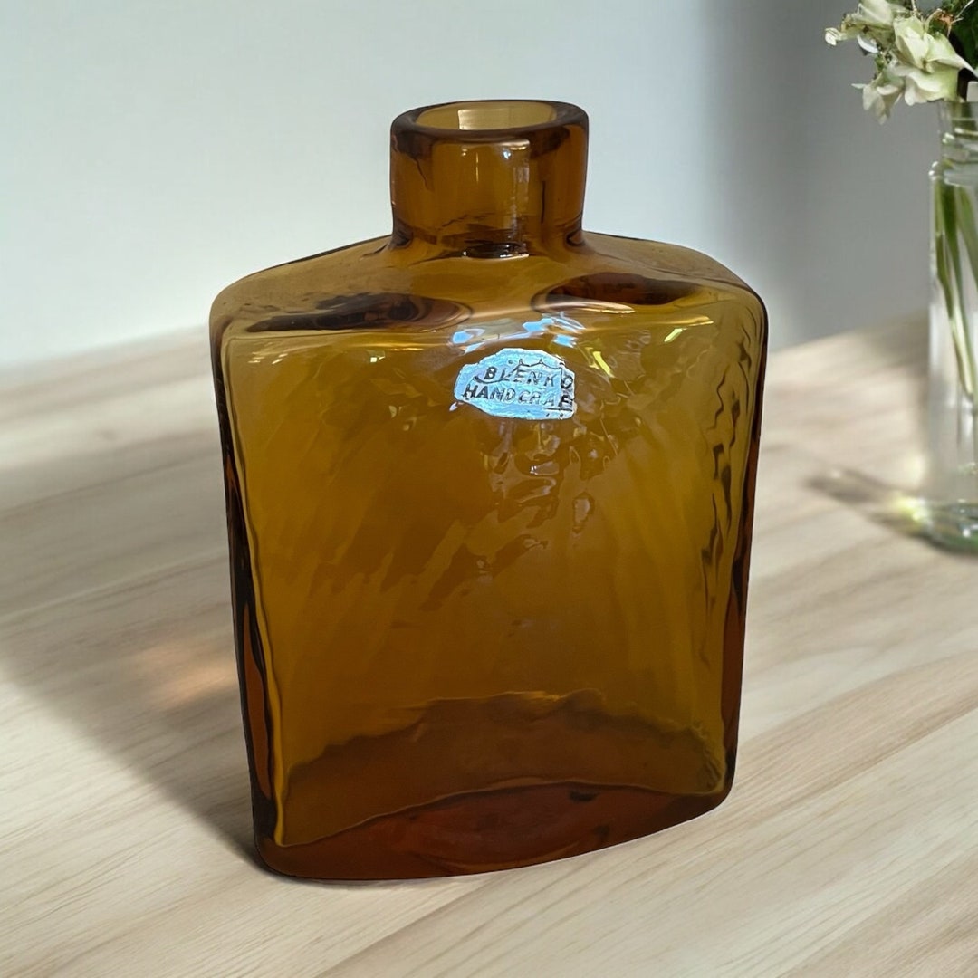 1965 Blenko 6523 Decanter Flask. Color Honey. Designed by Joel Meyers ...