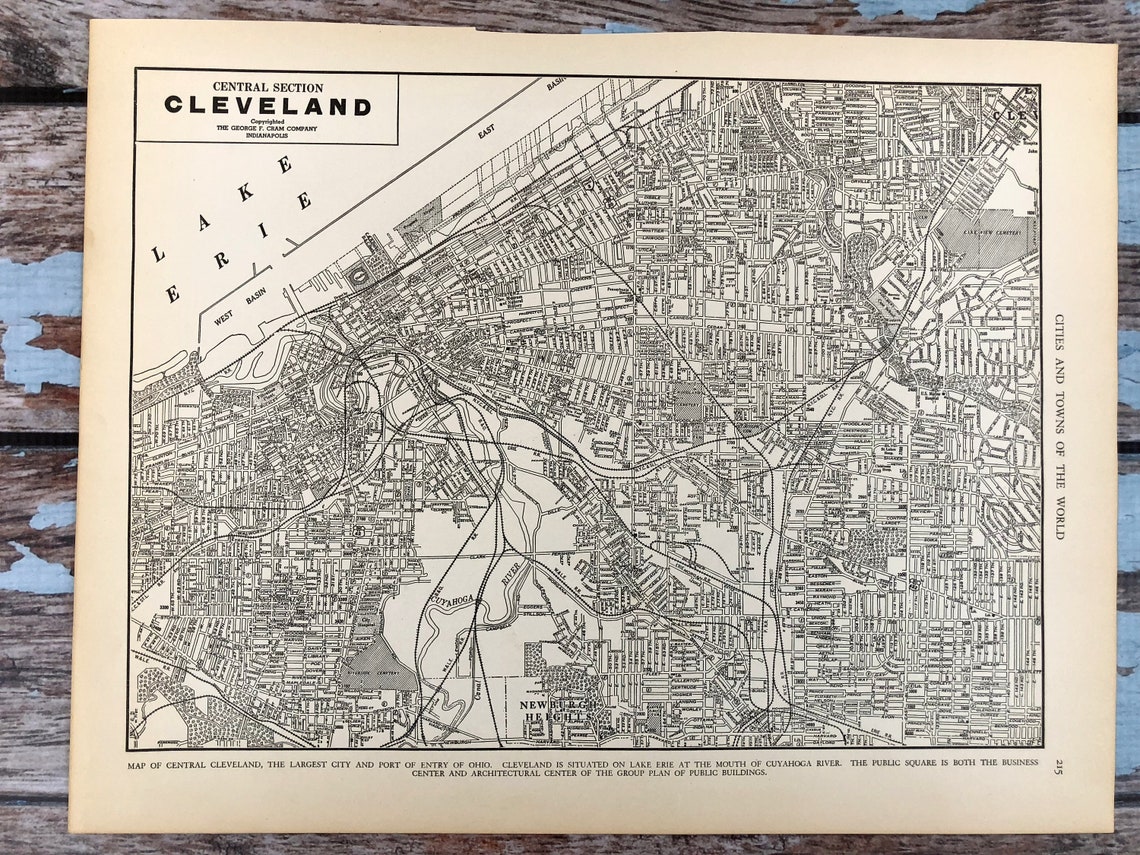 1937 Cleveland City Map. Antique Map of Cleveland Ohio. | Etsy