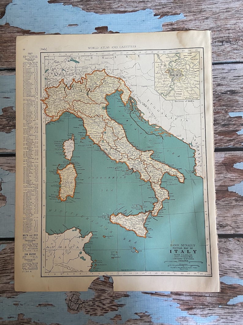 Antique Map of Italy. 1937. Beautiful Historical Print of | Etsy