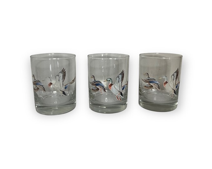 Norman R Wamer Vintage 1960's Lowball Mallard Duck Cocktail Glasses Set ...
