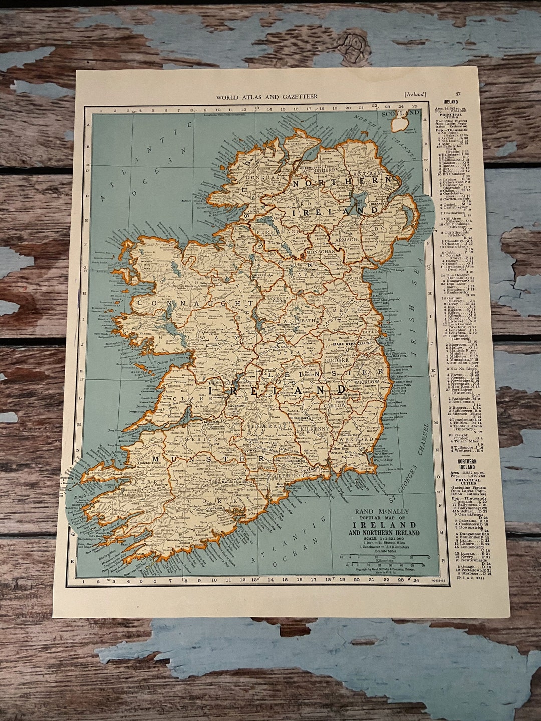 1937 Ireland Antique Map. Old Map of Ireland, Historical Print ...